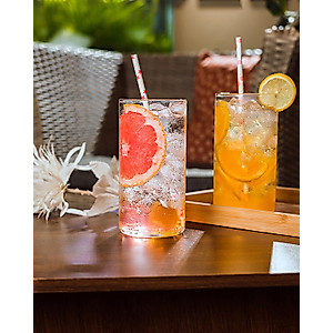 LUXU Drinking Glasses 19 oz, Thin Highball Glasses Set of 6,Clear Tall Glass Cups For Water, Juice, Beer, Drinks, and Cocktails and Mixed Drinks