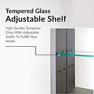 Bathroom Medicine Cabinet, Aluminum, Recessed/Surface Mount, 24" x 24", Right/Left Hinged, Mirrored Interior