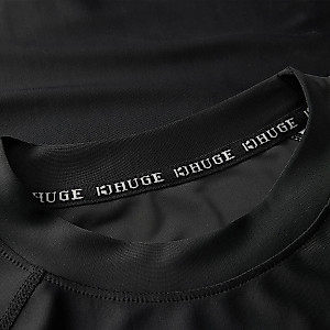 HUGE SPORTS Men's Rash Guard Long Sleeves UPF 50+ UV Sun Protection Quick Drying Splice Compression Swim Shirts Black Leopard