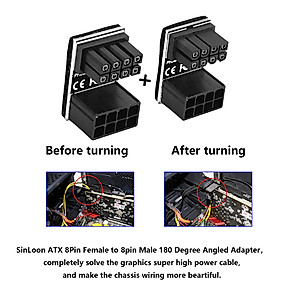SinLoon ATX 8Pin Female to 8pin Male 180 Degree Angled Adapter for Desktops Graphics Card 4 Pack (8Pin)