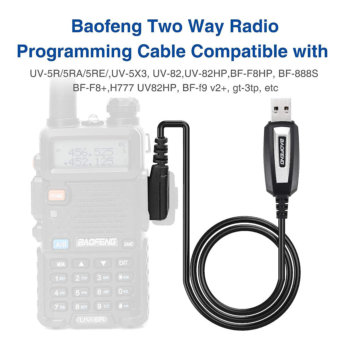 BAOFENG USB Programming Cable CH340 Chip for UV-5R BF-F8HP 5RM UV-21R GMRS UV-5G Plus GM-15PRO GM-5RH GM21 K5PLUS AR-152 UV-17R TIDRADIO TD-H3 8 Quansheng UV-K5 8 Ham Radio