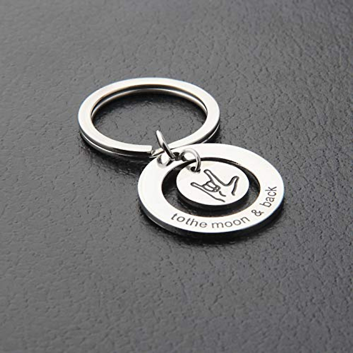 AKTAP Sign Language Jewelry I Love You to The and Back Keychain ASL Sign Language Gift Interpreter Gift ASL Jewelry
