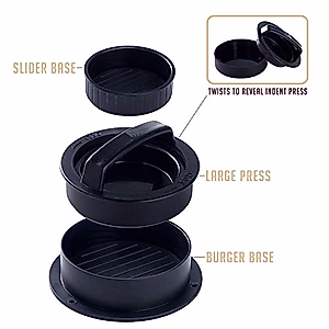 Non Stick Burger Press Patty Maker + 40 Wax Paper Discs, Easy to Use, Dishwasher Safe, Works Best for Stuffed Burgers, Sliders, Regular Beef Burger, Essential Kitchen & Grilling Accessories