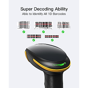Inateck Wireless Barcode Scanner, Bluetooth Bar Code Scanner, 1D USB Barcode Reader Handheld, 1 Charge 3 Months, Scanner Barcode with APP and SDK