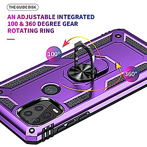 Androgate Compatible with Moto G Stylus 5G Case with HD Screen Protector, Military-Grade Ring Holder Stand Car Mount 16ft Drop Tested Protective Cover Phone Case for Motorola Moto G Stylus 5G, Purple