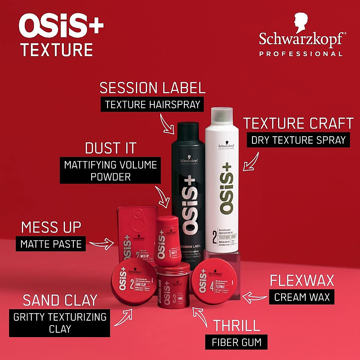 OSiS+ Sand Clay – Gritty Texturizing Clay with a Rough Semi-Matte Finish – Pliable, Moldable Styling Paste with Kaolin for Rugged Looks with a Natural Dry Feel, 2.87 oz