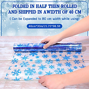 Whaline Christmas Cellophane Wrap Roll Snowflake Clear Wrapping Paper Xmas Winter Holiday Plastic Gift Basket Wrap for Christmas Birthday Wedding DIY Crafts Party Supplies