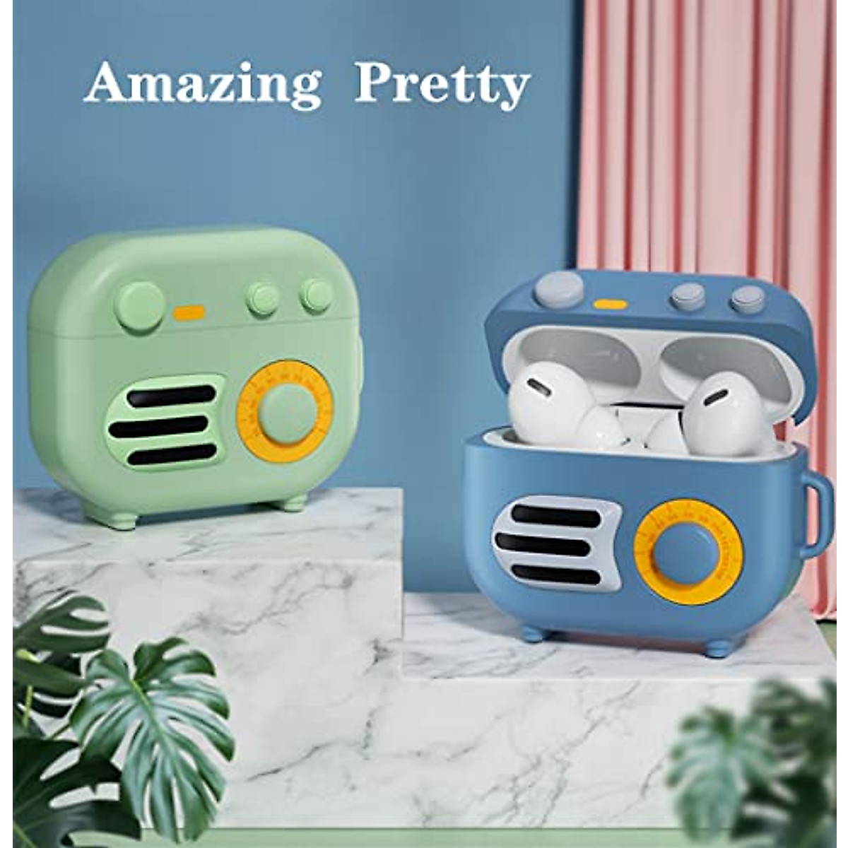 KAIJIA Cute Case for 2021 Apple AirPods 3rd Gen (Latest Model) with Keychain,Funny 3D Cartoon Retro Radio Designed,Shockproof Silicone Protective Cover for Kids Girl Women Boy Teens Men