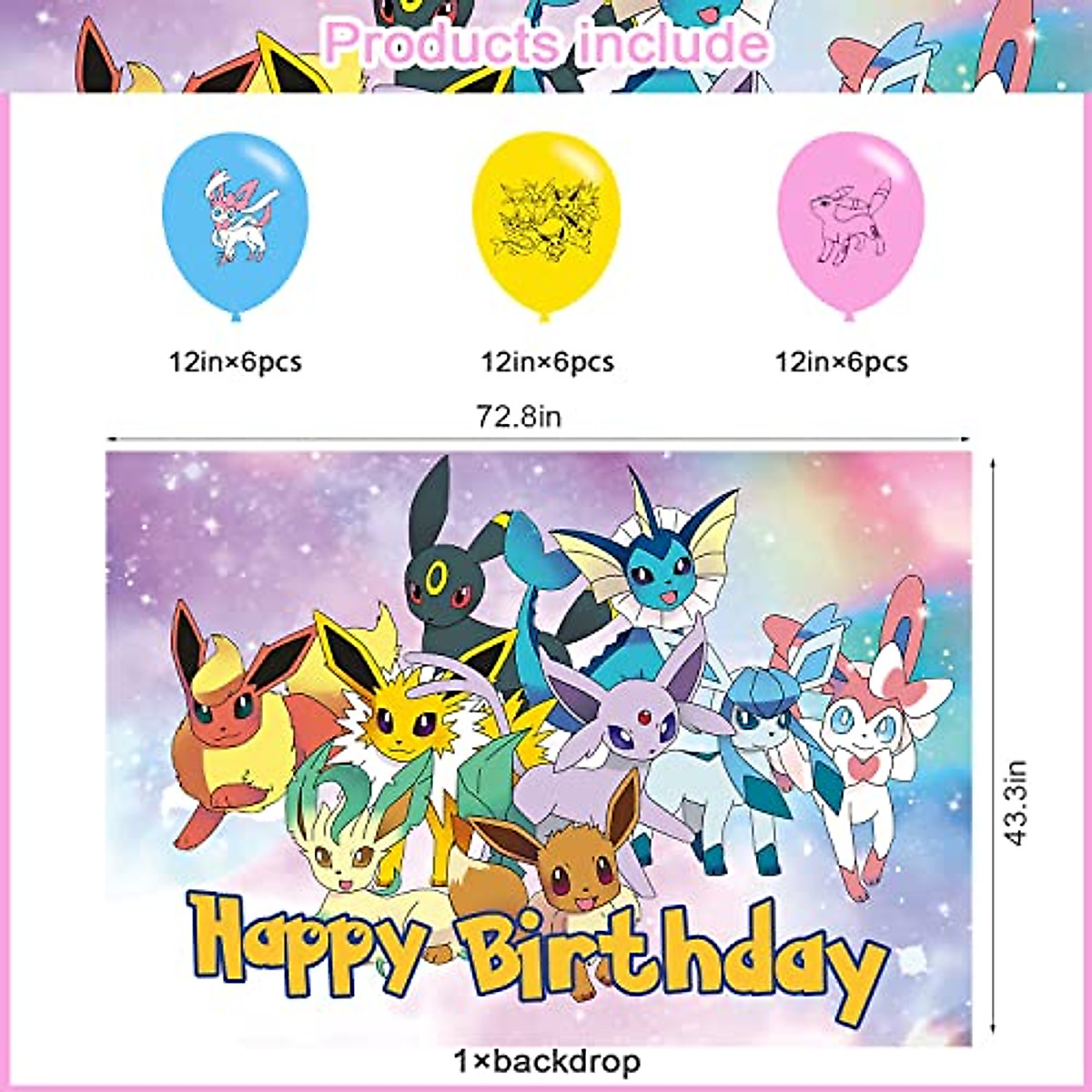 Aesthetic Evolutions Birthday Party Decoration,Aesthetic Evolutions Party Photo Background 5 x 3 FT and 18 Pcs Balloon