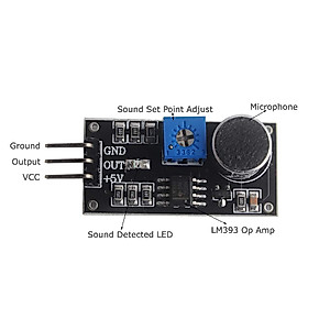Stemedu LM393 Sound Sensor Module - High Sensitivity Microphone Sound Detection Sensor with 3.3-5V Digital Onboard Potentiometer Led Indicator for Ar-duino (Pack of 5)