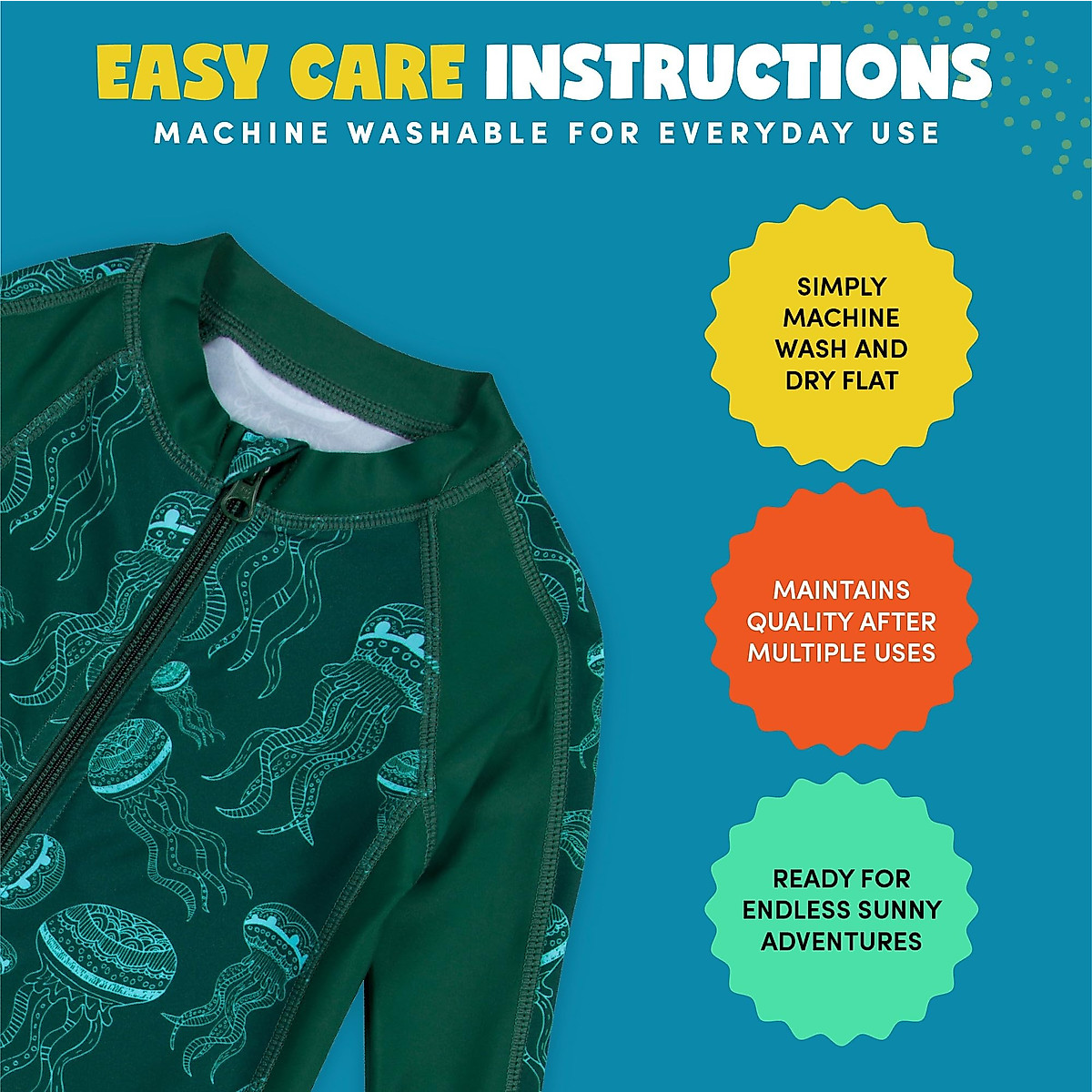 SwimZip Boys' Long-Sleeve UPF 50+ Swimsuit for Baby, Toddler, & Little Boys