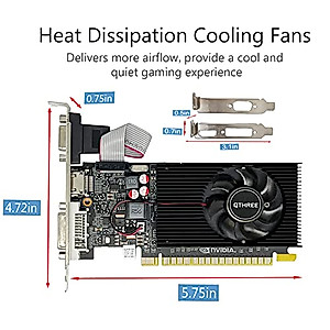 QTHREE GeForce 210 Graphic Card,1024 MB,DDR3,64 Bits,HDMI,DVI,VGA,589 MHz Core Frequency Desktop Video Card for PC Working,DirectX 10.1, OpenGL 3.3,PCI Express x16,Low Profile