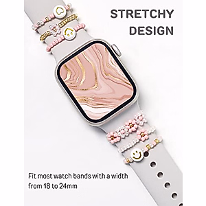Heesch Watch Band Charms Compatible with Apple Watch Charms for Band Women Beads Decorative Ring Loops Charm for Apple Watch Band Charms Accessories