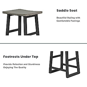 Merax 5-Piece Rustic Counter Height Dining Set with Wood Console Table and 4 Stools for Small Places, Grey
