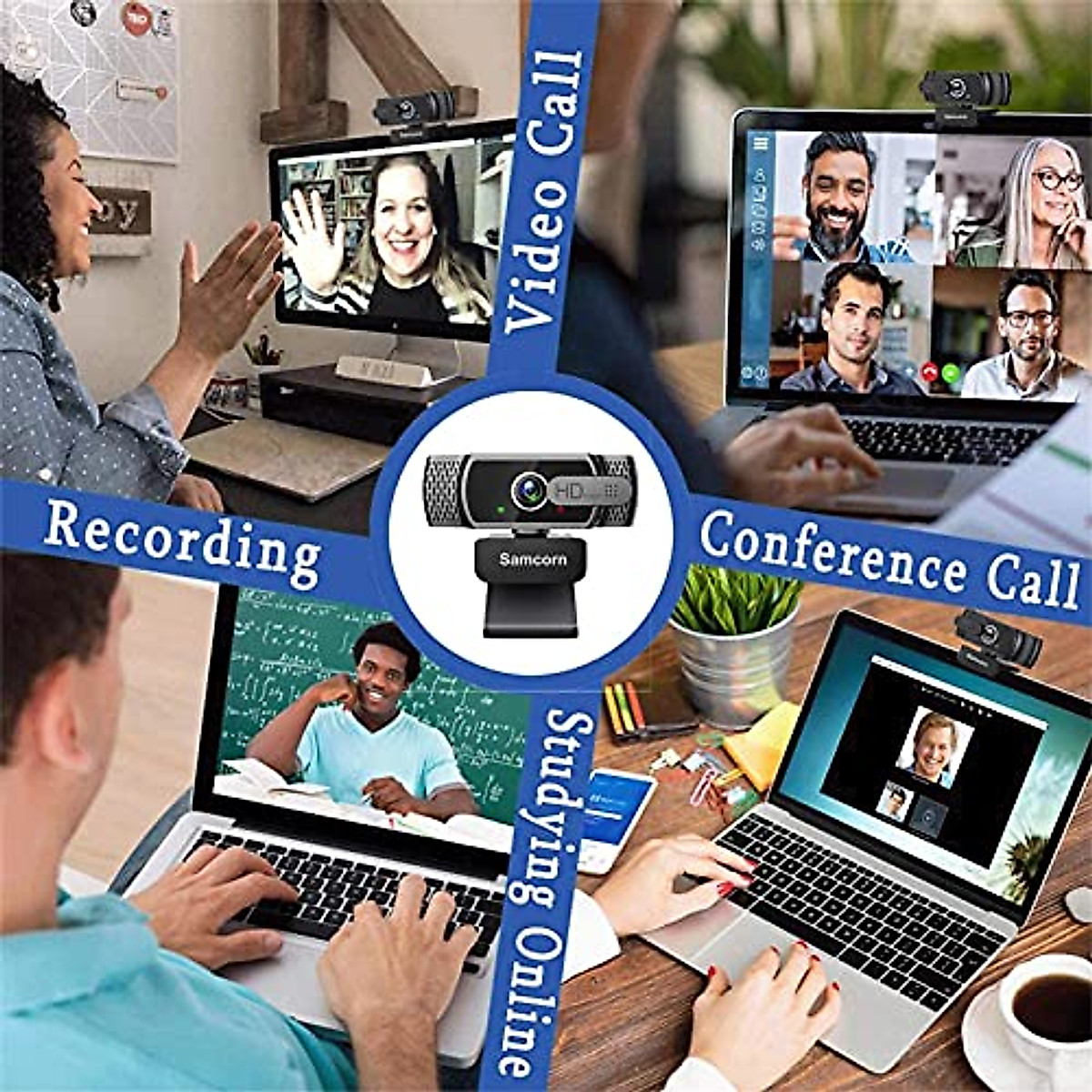 Webcam with Microphone for Desktop,1080P HD USB Webcam Live Streaming Laptop PC Computer Web Camera for Video Calling Conferencing Recording Gaming, 3D Noise Reduction