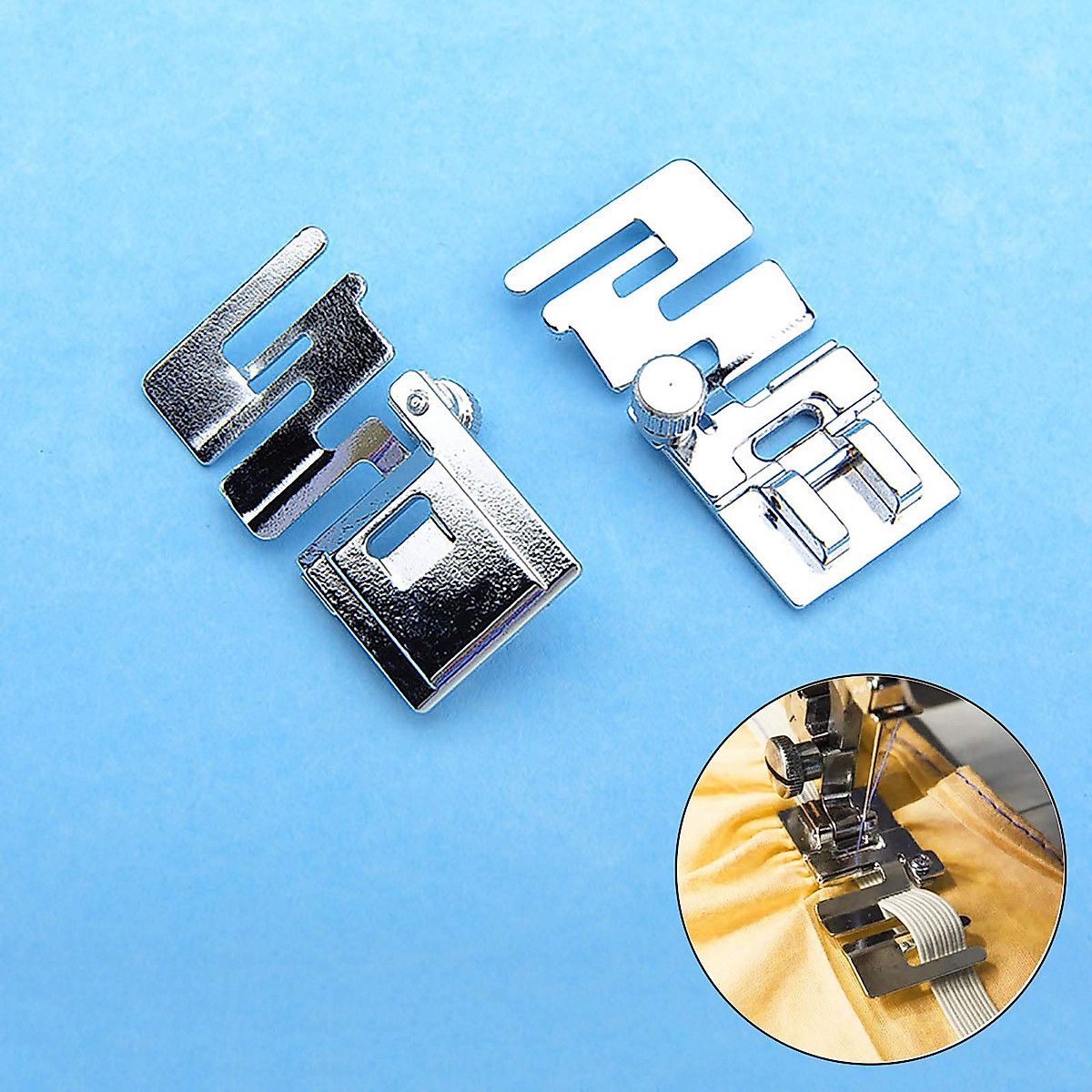 VANICE Domestic Sewing Machine Presser Foot Elastic Snap On Cord Band Fabric Stretch Foot for Brother, Singer, Feiyue, Janome, Juki, etc