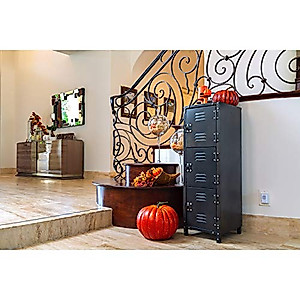 Allspace Grey Metal Storage Locker, Slim Organizer Steel Cabinet, Lockable 3 Doors, 39" Height, Stackable for Home, Office, Gym, Kids Room 450112ET, Black