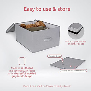 Compactor Gray Storage Drawer to Store Clothing, Bedding, Ornaments, Cube Organizer Bins Cardboard with Mottled Fabric, Boston - Size L Storage box (L, Boston)