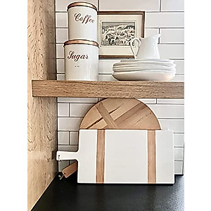 Chloe and Cotton | 22.5 Inch Acacia Wood Rectangle Board with Handle | Decorative Cutting Board | Kitchen Counter Backsplash Display | White