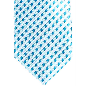 Retreez Wavy Zig Zag Stripe Pattern Woven Skinny Tie - Turquoise