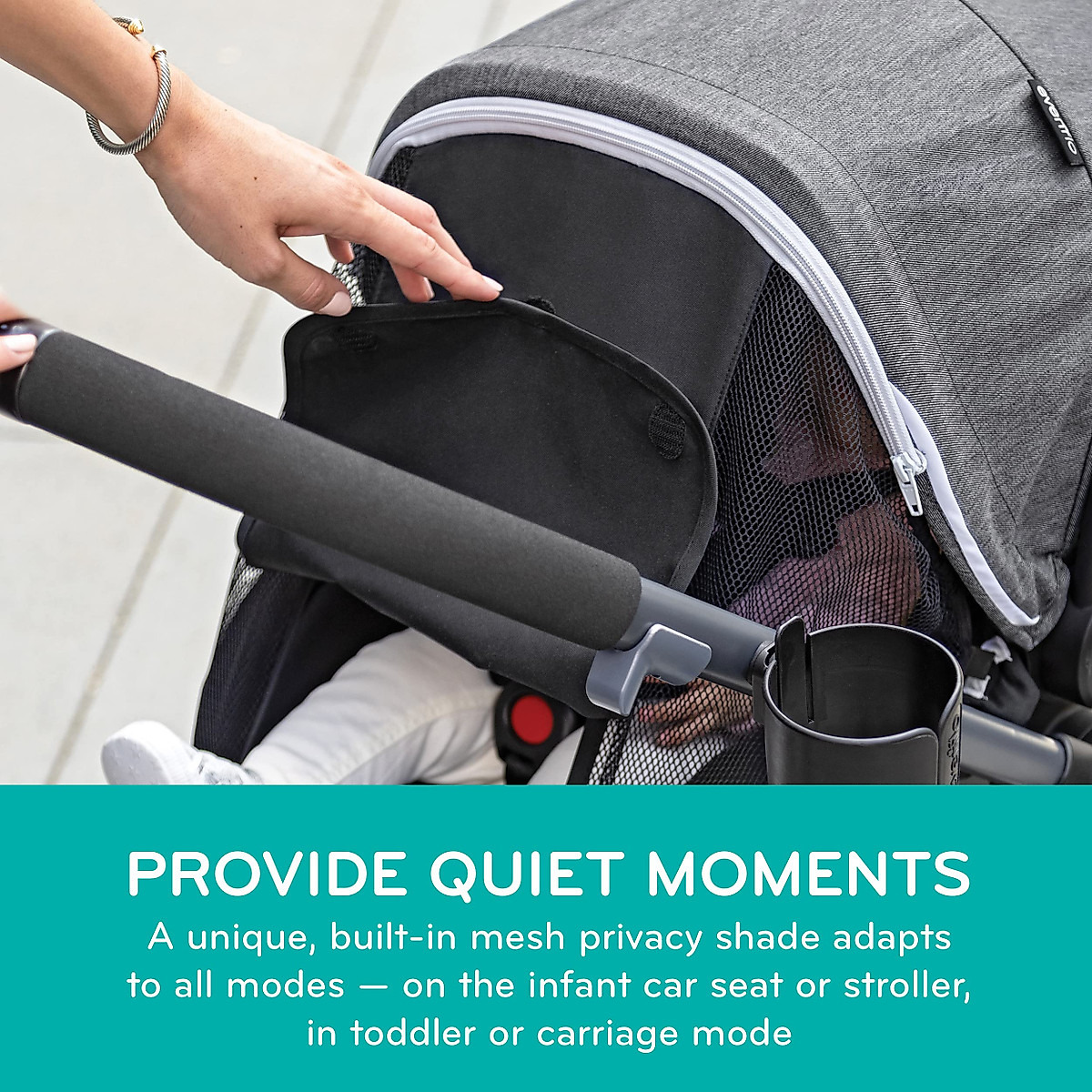 Evenflo Pivot Vizor Travel System with LiteMax Infant Car Seat (Promenade Blue)