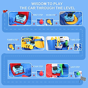 MerryJoy Kids Car Adventure Toy, Train Track Toys Puzzle Rail Car Race Parking Rescue Preschool Educational Cars for 3 4 5 6 7 8 Year Old Boys