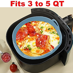 2-Pack Silicone Air Fryer Liners, 7.5" Foldable Reuse Silicone Air Fryer Basket, Easy to Clean Silicone Tray Air Fryer, Deep Fryer Liner, Use Instead of Parchment Fits 3 to 5 QT Air Fryer (Red & Blue)