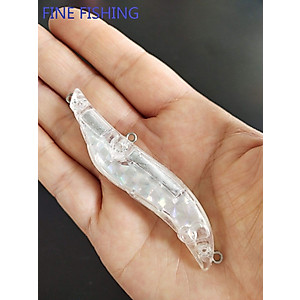 10pcs Unpainted Shrimp Fishing Lure Body 80mm 12.3g Blank Hard topwater Lures 6040# Free Eye