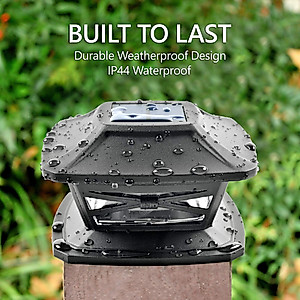 Davinci Lighting Flexfit Solar Outdoor Post Cap Lights - Includes Bases for 4x4 5x5 6x6 Wooden Posts - Bright LED Light - Slate Black (2 Pack)