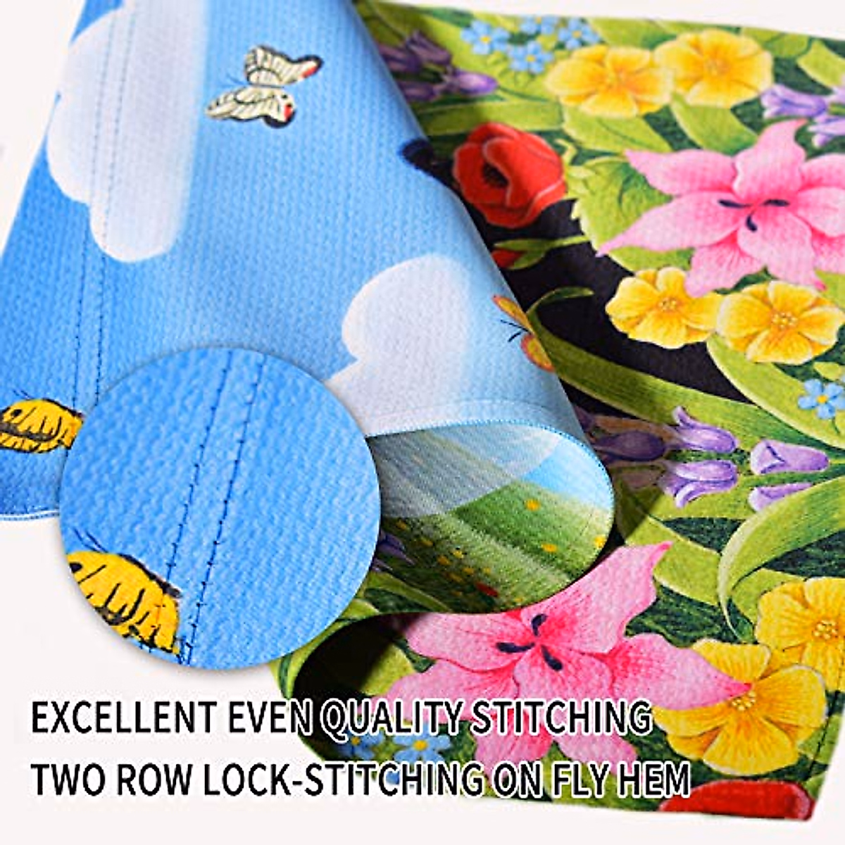 LAYOER Home Garden Flag 12.5 x 18 inch Grass Pastoral Cat & Flower Net Bag Catching Butterflies