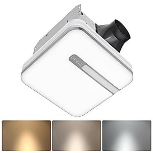 OREiN Bathroom Exhaust Fan with Light, 30W Exhaust Fan with Humidity Sensor, 80/110 CFM 0.8/1.0 Sone Bathroom Vent Fan with Light for Home, 1500lm LED Light 3000K/4000K/5000K Selectable & Nightlight