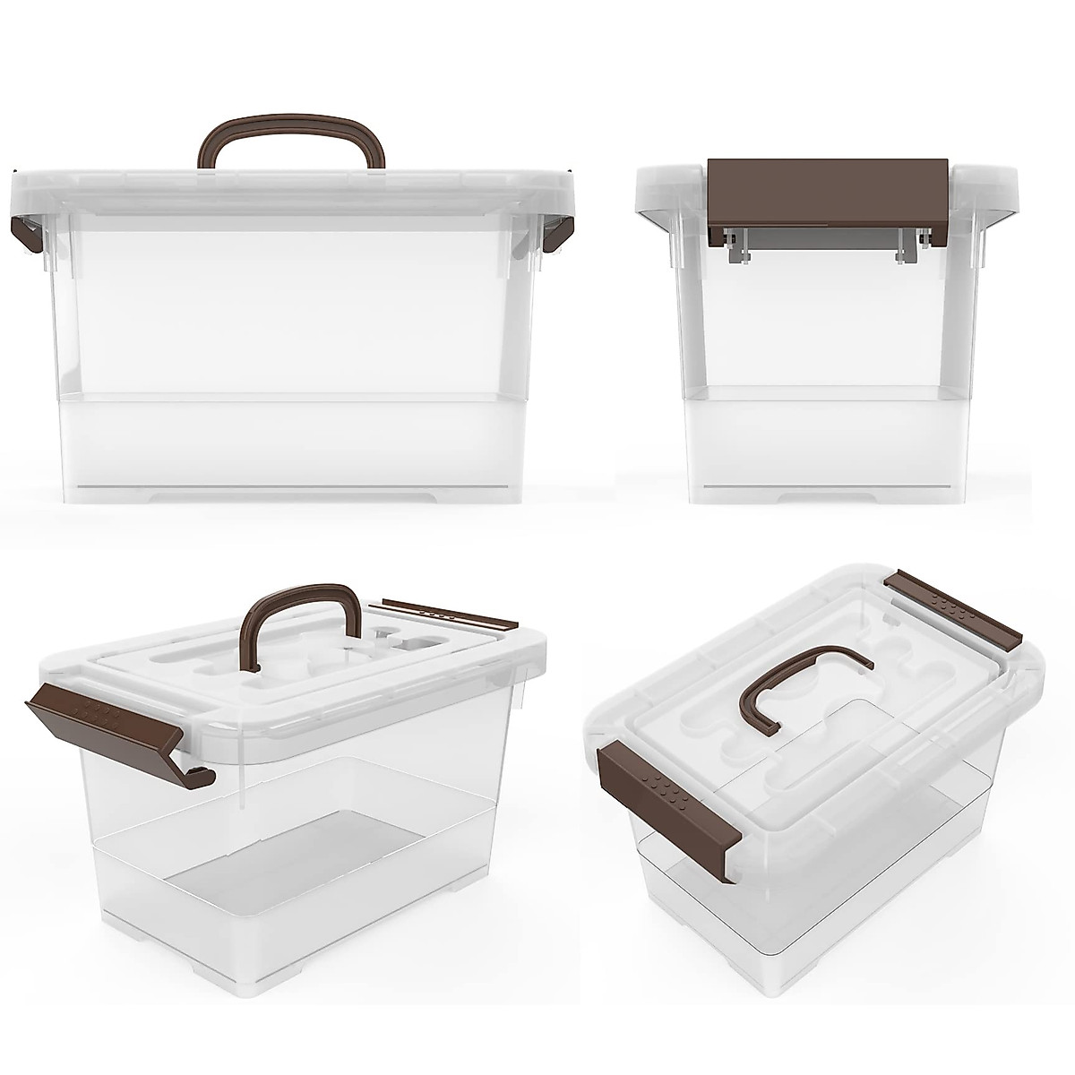 WYT Clear Storage Latch Box, 6 Pack Storage Organizer Bins with Latching Handle and Lids, 4 Quart