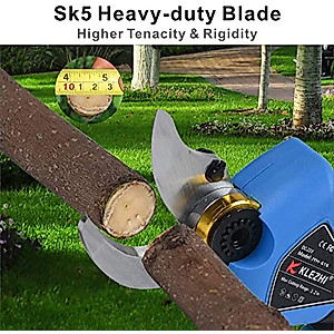 K KLEZHI Professional Cordless Electric Pruning Shears with 2 PCS Backup Rechargeable 2Ah Lithium Battery Powered Tree Branch Pruner, 30mm (1.2 Inch) Cutting Diameter, 6-8 Working Hours