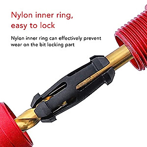 Drill Bit Depth Stop Collar, Adjustable Drill Stop Collar Aluminum Alloy Red Anti Slip Nylon Inner Ring Drill Stop Collar for Woodworking Tools and Hand Tools(6mm-11mm)
