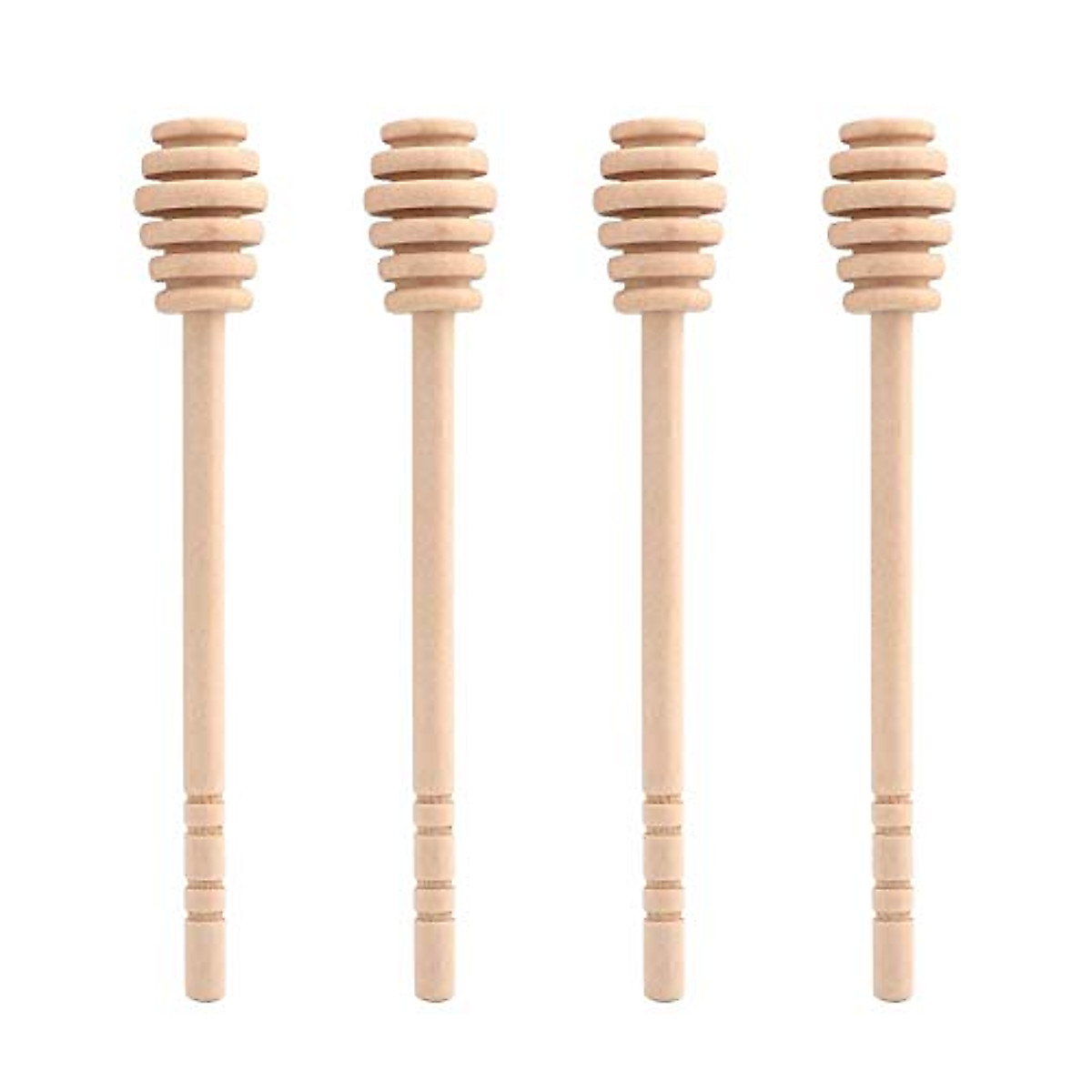 ICEYLI 4 Pcs (6.3 Inches) Wooden Honey Mixing Stirrer Honey Dipper Sticks Honey Comb Stick Honey Spoon Collecting Dispensing Drizzling Jam