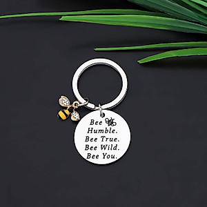 CYTING Bumble Bee Keychain Bee Humble Bee True Bee Wild Bee You Inspirational Keychain Bee Jewelry Motivational Gift (Bee Humble True Wild You)