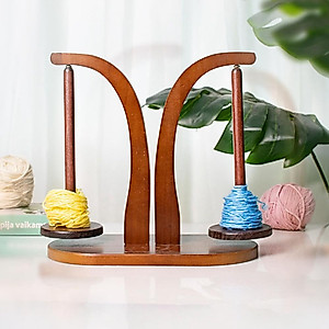 Nuhikap Yarn Holder, Magnetic Yarn Ball Holder, Double Yarn Spindle,Rotating Wooden Sewing Tool for Knitting, DIY Crafts