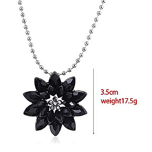 Black Dahlia Necklace,Crystal Jewelry Flower Pendant for Women Gift Custume Accessory