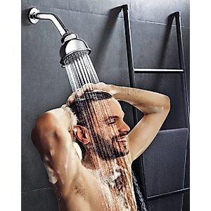 Shower Head High Pressure, Rain Shower Head, 4 Inch Detachable Showerheads, Tool-Free Installation, Automatic Cleaning, 5 Spray Settings, More Water Savings (2.5 GPM)