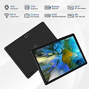 qunyiCO Android 11 Tablet 10 inch Y10 (10.1''), 2GB RAM 32GB Storage, 2MP+8MP Dual Camera, Quad-Core Processor, 1280x800 IPS HD Display Screen, Wi-Fi Bluetooth 5000mAh, GMS Certified Black
