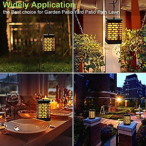 EOYIZW Solar Lantern Lights Outdoor Garden Decor, Upgraded 99LEDs Dancing Flickering Solar Hanging Flame Lights- IP65 Waterproof Tabletop Lamp Lanterns for Decor Garden Patio Path Deck Yard 1Pack