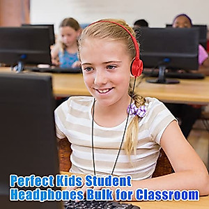 24 Pack Bulk Headphones for Kids School Classroom Headphones Earphones with 3.5 mm Plug, 8 Colors Adjustable over Head Earbuds Headphones for Students Adults Kids Library Travel, Individually Bagged