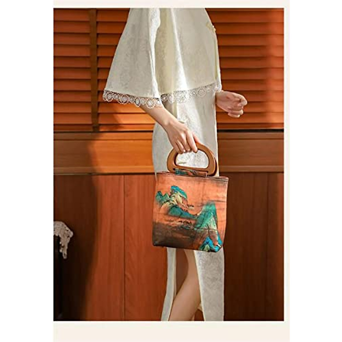 ZLXDP Women's Vintage Handbag National Dinner Handbag Women's Printed Handbag