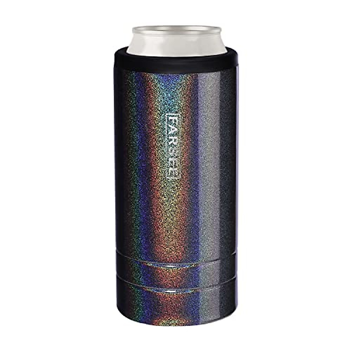 Skinny Can Cooler for 12oz Slim Can beers & Hard Seltzers,Stainless Steel Double Wall,Vacuum & Copper Insulated,Can holder (Glitter Black)