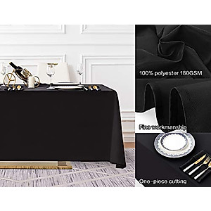 Surmente Tablecloth 90 x 132-Inch Rectangular Polyester Table Cloth for Weddings, Banquets, or Restaurants (Black) ……