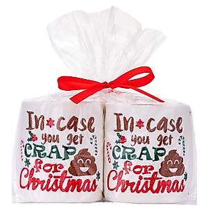 Christmas Embroidered Toilet Paper Decorations - Xmas Party/White Elephant/Gag Gift/Bathroom Decor