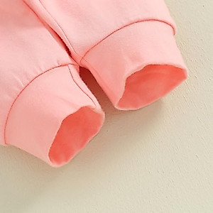 Newborn Baby Girl Boy Clothes Im New Here Infant Romper Top Pants Beanie Hat Set Baby Coming Home Outfit (Pink, 6-9 Months)