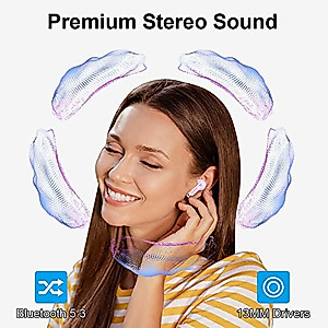 Wireless Earbud, Lrecat Bluetooth 5.3 Headphones with CVC8.0 HD Mics, 32H Playtime Bluetooth Earphones with Hi-Fi Stereo Sound, Wireless Headphones in Ear IP7 Waterproof, Ear Bud for Android iOS, Pink