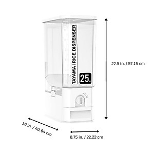 TAYAMA 55 lbs. Capacity Rice Dispenser Grain Storage Container,White
