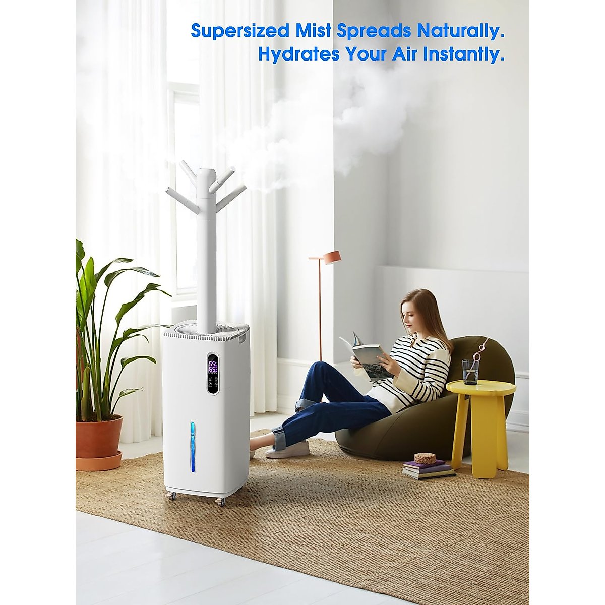 Petsaint 26L/5.7Gal Humidifier for Large Room Up to 3000 ft², 6-core atomization, 2000 mL/h Mist Output, Remote Control and 6 Mist Level, Ultrasonic Cool Mist Humidifiers for Bedroom Whole House